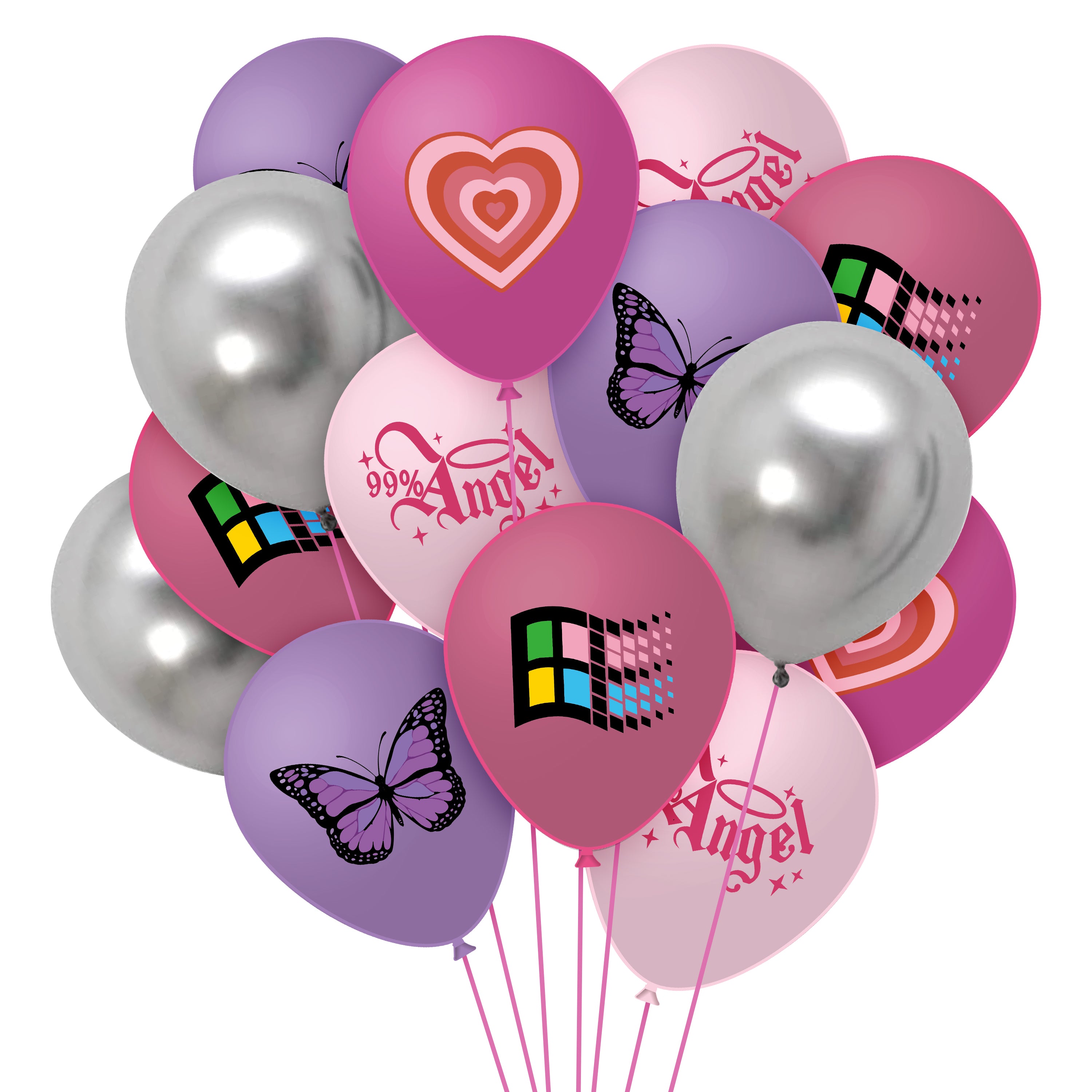 K1tpde 50PCS Y2k Early 2000s Pink Party Balloons for Girls, Y2k Themed